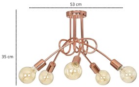 Stropní svítidlo EDISON 5, měděné tělo svítidla