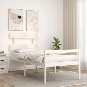 Postel s čelem pro seniory bílý Single masivní dřevo 3195317