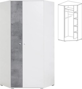Šatní rohová skříň SI 2 L/P | police a šatní tyče | 90x90 cm | UNI provedení | bílá/beton
