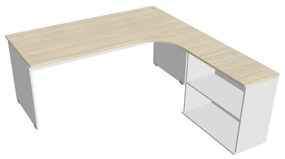 Sestava stolu a skříně levá 180 cm - Hobis Gate GE 1800 H L Dekor stolové desky: akát, Dekor lamino podnože: bílá