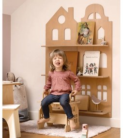 Myminihome Závěsné police do dětského pokoje ve tvaru domku Zvolte barvu: Růžová, Zvolte variantu: Bez zarážky
