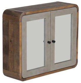 furniture-nabytek.cz - Masivní koupelnová zrcadlová skříňka Dingora z recyklované borovice, lakovaná, přírodní / šedá – 67×20×55 cm