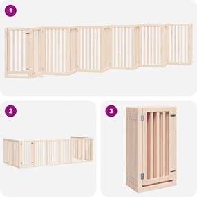 Zábrana pro psy s dvířky skládací 12 panelů 600 cm topol 3155645