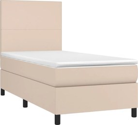 Box spring postel matrace a LED cappuccino 90x190 cm umělá kůže 3135800