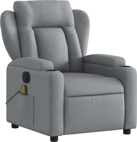 Elektrické masážní polohovací křeslo světle šedé textil 3204470