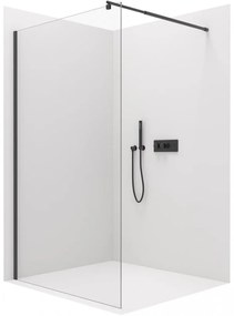 Cerano - sprchovÃ¡ zÃ¡stÄna walk-in onyx l/p - ÄernÃ¡ matnÃ¡, transparentnÃ­ sklo - 100x200 cm