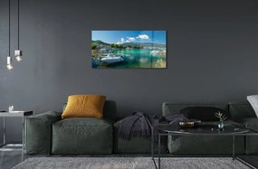 Obraz na skle Řecko Marina moře hory 125x50 cm