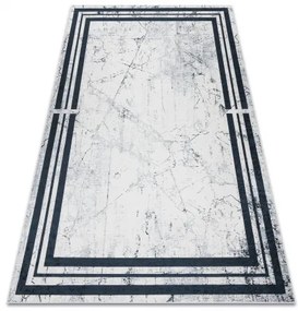 Dywany Luszczow Kusový koberec ANDRE pratelný 1023 vzor rámu mramor protiskluz, černá bílá Rozměr koberce: 80 x 150 cm