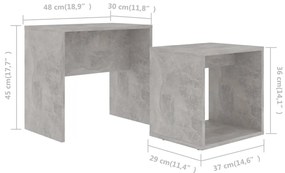 Set konferenčních stolků betonově šedý 48x30x45 cm dřevotříska - Default Title