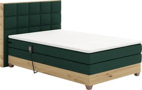 Elektrická polohovací postel, boxspring, zelená/dub artisan, 120x200, TIANA