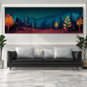 Obraz na plátně - Temný lesík na kraji louky FeelHappy.cz Velikost obrazu: 240 x 80 cm