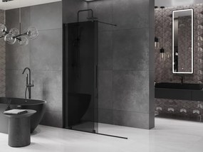 Mexen Velar, sprchová zástěna s posuvnými dveřmi Walk-in 130 x 200 cm, 8mm šedé sklo, černá matná, 871-130-000-43-70