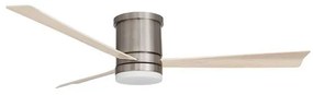 Nova Luce Stropní ventilátor se světlem SATIN broušený nikl ocel a sklo dřevěné listy 5 rychlostí 35W LED 18W 3000K