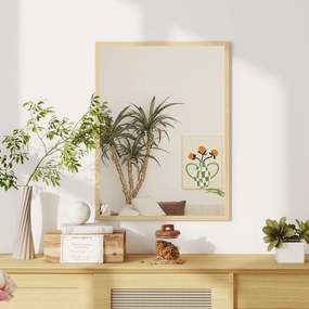 HOMCOM obdélné zrcadlo 60 × 80 cm — rám z přírodního dřeva