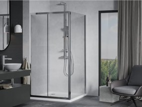 Mexen Apia posuvný sprchový kout 90 x 90 cm, 5mm sklo, chromový profil-čiré sklo + slim sprchová vanička 5cm, 840-090-090-01-00-4010