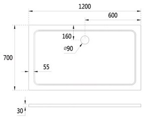 Olsen Spa Obdelníková mramorová sprchová vanička VENETS Rozměr A - 120 cm, Rozměr B - 70 cm VANKOBD7012