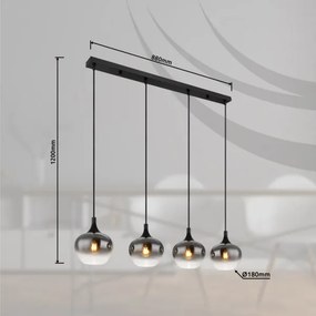 Globo 15548-4H - Lustr na lanku MAXY 4xE27/40W/230V černá