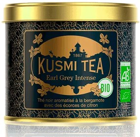 Kusmi Tea Sypaný černý čaj Earl Grey Intense Bio, kovová dóza 100 g 21703A1070