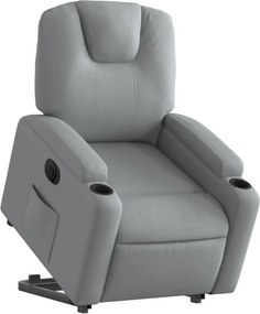 Elektrické zvedací polohovací křeslo světle šedé textil 3204392