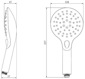 Sapho, Ruční sprcha s tlačítkem, 6 režimů sprchování, 257mm, ABS/chrom, bílá, 1204-20