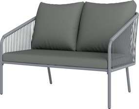 Zahradní pohovka s polštáři 2místná ratanová pohovka lounge sofa venkovní balkónová pohovka 112 x 72 x 76 cm šedá