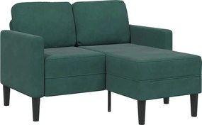 vidaXL Dvoumístná pohovka s lehátkem ve tvaru L 125 cm samet [4107072] Barva: Tmavě zelená