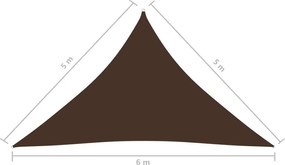 vidaXL Stínící plachta oxfordská látka trojúhelníková 5x5x6 m [135403] Barva: Hnědá