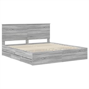 Rám postele s čelo Šedá Sonoma 200 x 200 cm Inženýrské dřevo 3409431