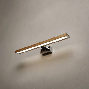 Brilagi-LED Koup osvět zrcad 3v1 WOODY MIRROR LED/12W/230V 60 cm IP44 chrom/dub
