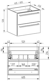 Mereo Bino koupelnová skříňka s umyvadlem z litého mramoru 81 cm dub Arlington CN621M