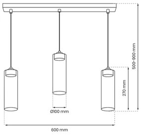 Lustr na lanku CLARISSA 3xGX53/12W/230V černá