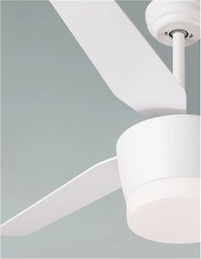 NV 5260261 Stropní ventilátor se světlem MONSOON tělo z oceli matná bílá a sklo 3ABS dřevěné listy LED 18W 3000K - NOVA LUCE