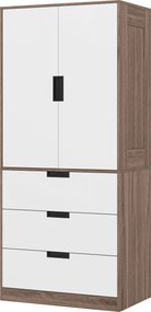 HOMCOM Moderní Šatní Skříň pro Dospělé s 3 Zásuvkami a Zavěsným Tyčí, Rozměry 80Š x 50H x 180V cm, Hnědá