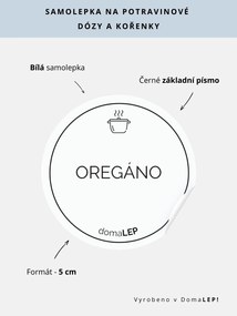 Samolepka na kořenky OREGÁNO bílá 5 cm základní písmo