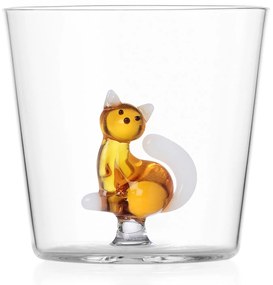 Ichendorf Milano designové sklenice na vodu Tabby Cat Tumbler Amber Cat with White Tail