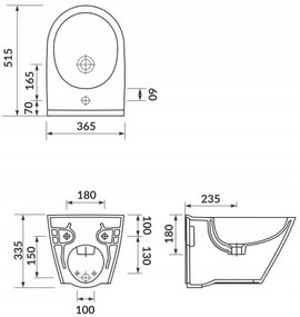 Cersanit City Oval, závěsný bidet 52x37cm, bílá, K35-043