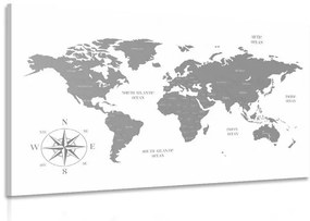 Obraz decentní mapa v šedém provedení - 90x60 cm