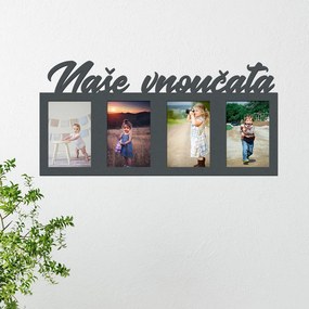 dřevo života Dřevěný fotorámeček Naše vnoučata Zvolte barvu dekoru: Antracitová, Zvolte velikost fotografie (cm): 10x15, Počet fotorámečků: 4