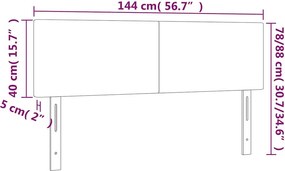 Čelo postele s LED tmavě hnědé 144x5x78/88 cm textil 3121333