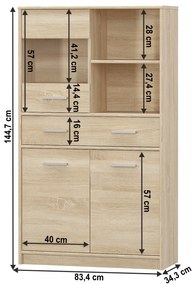 Kondela Vitrína 2D1W1S / 80, dub sonoma, TEYO