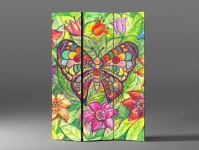 Liox Paraván motýl a květy malba Rozměr: 135 x 180 cm