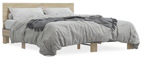 Rám postele dub sonoma 150 x 200 cm kompozitní dřevo a kov