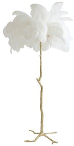Designová zlatá stojací lampa s peříčky FEATHER - Ø 95*180 cm