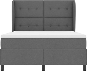 Postel s boxspringem s čelo Tmavě šedá 140 x 190 cm textil 3340558