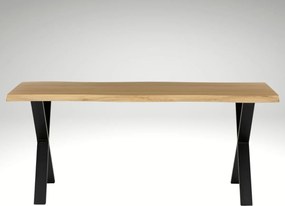 Vikio Jídelní set pro 8 osob 180x90 cm soft dub noha X černá židle s područkami VJS228-8C
