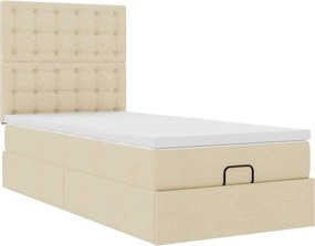Osmanský rám postele s matrací krémově 80x200cm textil 3313283