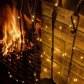 LED světelný řetěz, kapičky, 12 pramenů × 1,5 m venkovní, teple bílá, 180 diod, měděný kabel, IP44, vč. zdroje