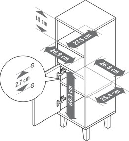 Tchibo - Odkládací koupelnová skříňka se zásuvkou a dvířky - barva: bílá