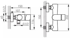 Ferro Algeo, sprchová nástěnná baterie bez sprchové soupravy, černá matná-chromová, BAG7BL