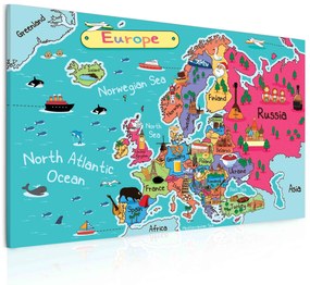 Malvis ® Dětský obraz Mapa Evropa Velikost: obdélník - 130x80 cm